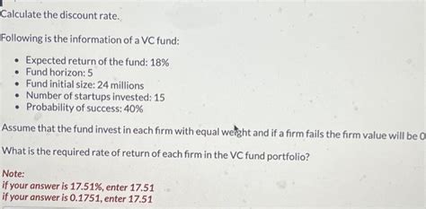 Solved Calculate The Discount Rate Following Is The Chegg Com