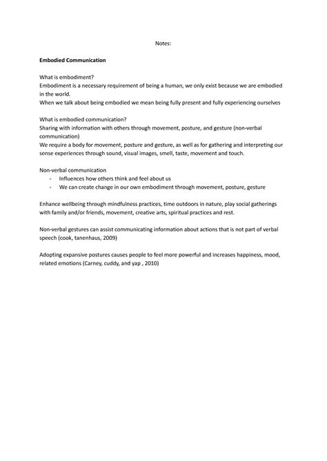 Comms 100 Tutorial Week3 Notes Embodied Communication What Is