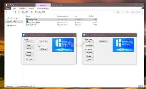 DISM Gui Kleiner Helfer für DISM Befehle sfc und Cab Install für Windows 10 und 11 Update auf