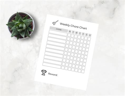 Weekly Chore Chart Blank Etsy
