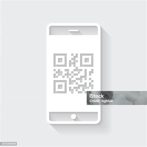 Qr 코드가 있는 스마트폰 빈 배경에 긴 그림자아이콘 플랫 디자인 Qr코드에 대한 스톡 벡터 아트 및 기타 이미지 Qr코드 흰색 3차원 형태 Istock