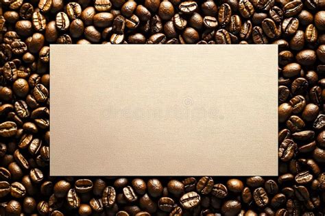Blank Card On Roasted Coffee Beans Background Stock Illustration