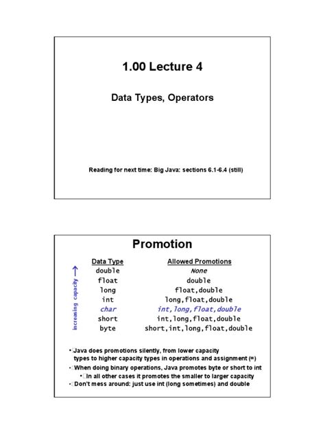 Data Types Operators Reading For Next Time Big Java Sections 61 6