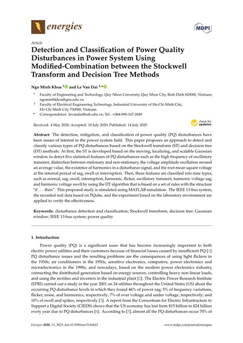 Pdf Detection And Classification Of Power Quality Disturbances In