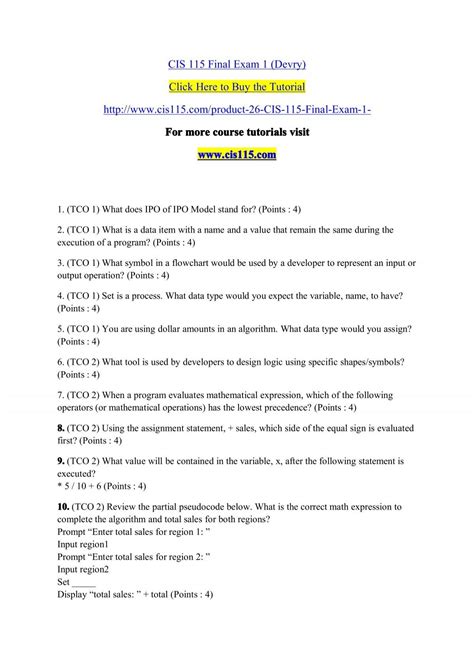 Cis 115 Tutorials Cis115dotcom