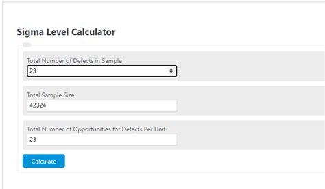 Sigma Level Calculator Calculator Academy