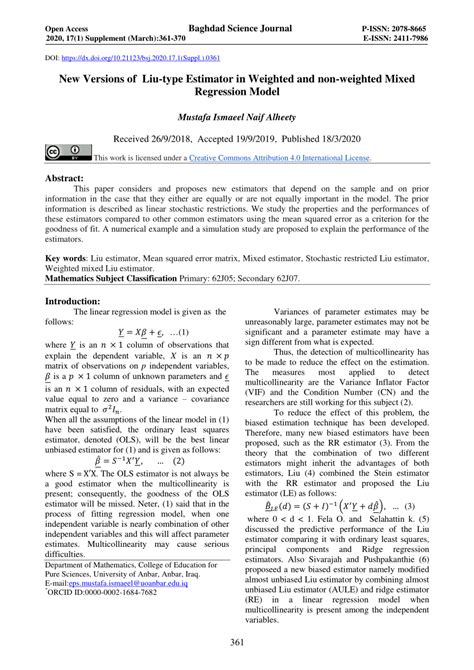 Pdf New Versions Of Liu Type Estimator In Weighted And Non Weighted