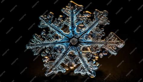 Free Photo Symmetrical Snowflake Celebration Abstract Icy Ornament Design Generated By Ai