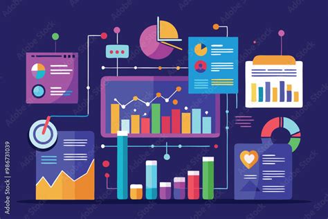 Colorful Charts And Graphs Illustrate Customizable Data Analysis With Various Design Elements