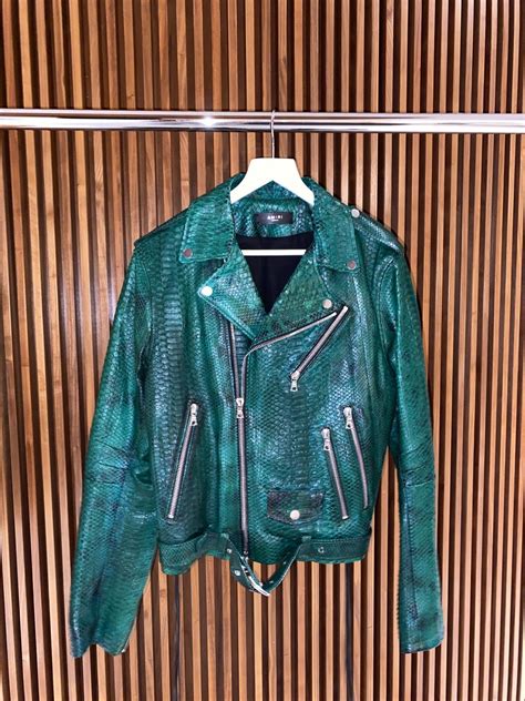 Amiri Rare Green Python Leather Jacket Grailed