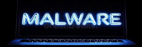 Cybersecurity Threat Malware Warning On Laptop Screen Signifying Digital Vulnerability Stock