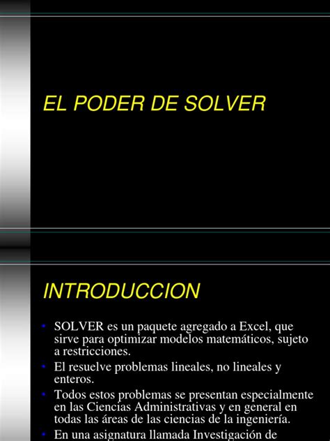 Como Usar Solver De Excel Optimización Matemática Matemáticas Aplicadas