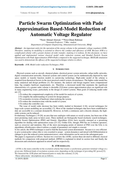 Pdf Particle Swarm Optimization With Pade Approximation Based Model Reduction Of Automatic