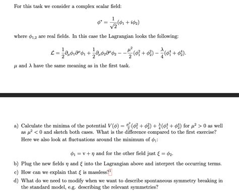 Solved For This Task We Consider A Complex Scalar Field