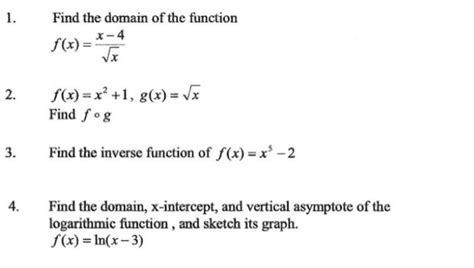 solved 1 find the domain of the function f x xx−4 2