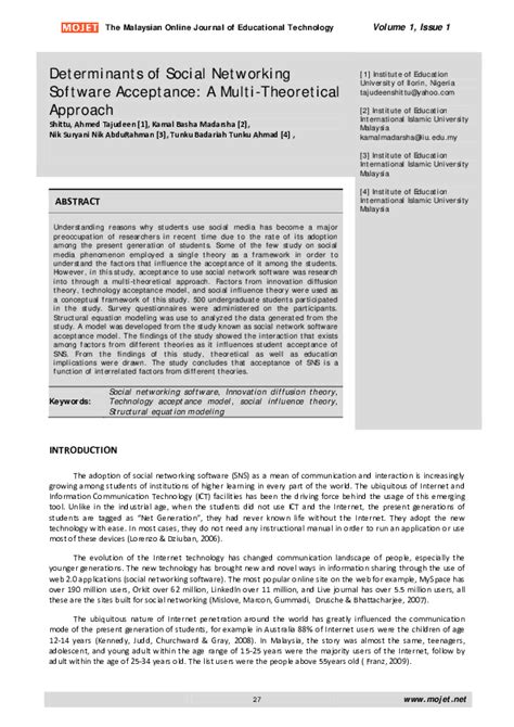 pdf determinants of social networking software acceptance a multi