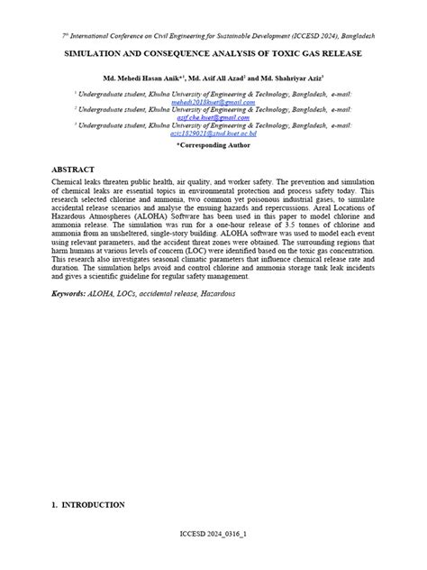 Simulation And Consequence Analysis Of T Pdf Ammonia Simulation