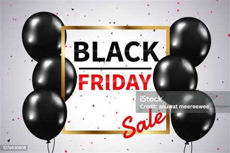 골든 블랙 프라이데이 세일 텍스트 프레임 빛나는 검은 풍선 올해의 끝에 프로모션 개성 개념에 대한 스톡 벡터 아트 및 기타 이미지 개성 개념 계절 금요일 Istock