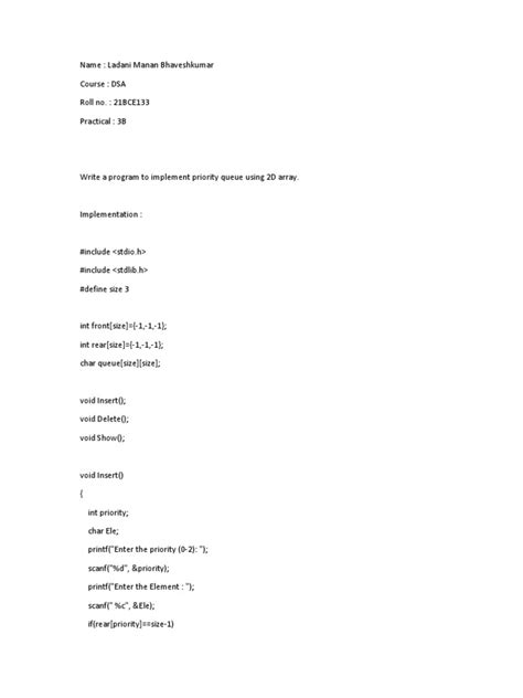 Implementing A Priority Queue Using A 2d Array Pdf