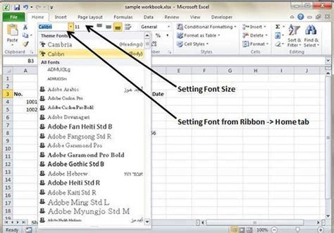 How To Set Fonts In Ms Excel 2010