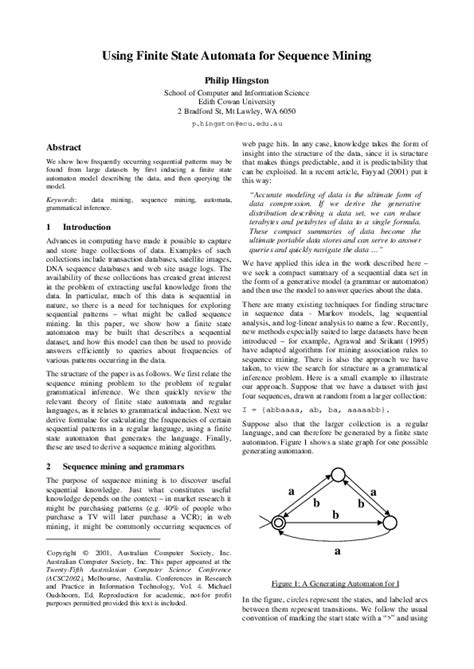 Pdf Using Finite State Automata For Sequence Mining