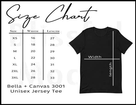 Bella Canvas 3001 Size Chart Mockup Ubicaciondepersonas Cdmx Gob Mx