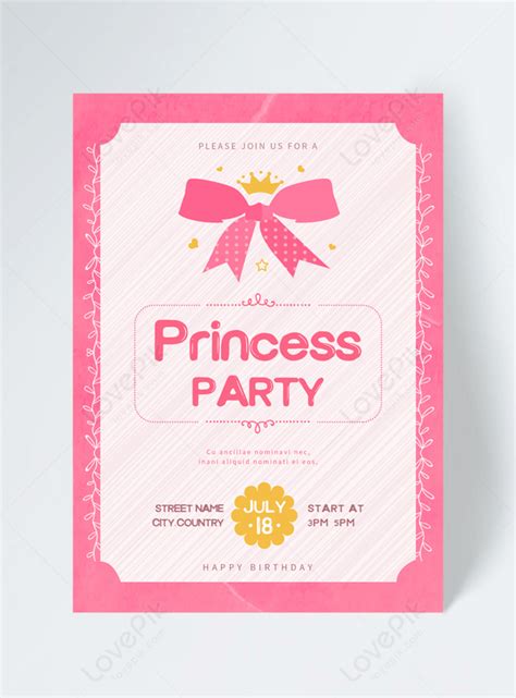 귀여운 핑크 공주 파티 초대장 이미지 사진 465443902 무료 다운로드