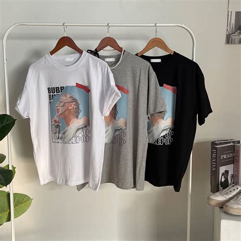 버블 코튼 박스 반팔 티셔츠 오버핏 나염 레터링 빈티지 기본티 데일리 레이어드룩 에이블리