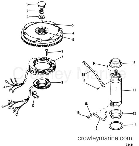 Flywheel Starter Motor And Stator 1985 Outboard 90 Elpt 1090625