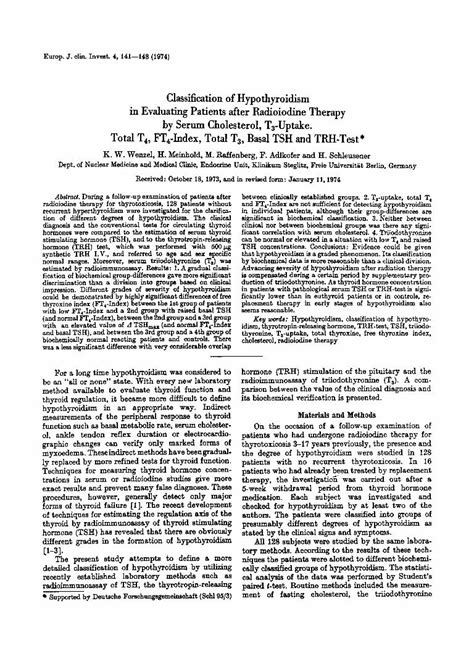 Pdf Classification Of Hypothyroidism In Evaluating Patients After