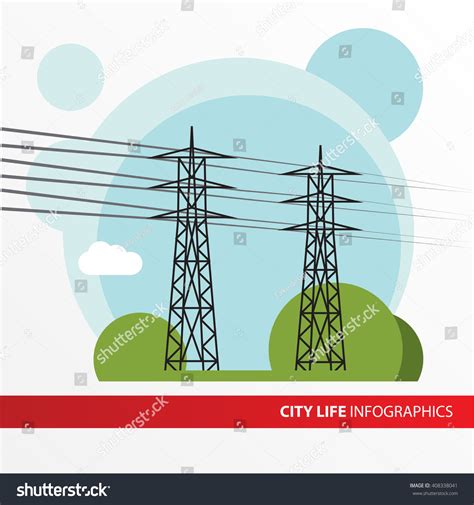 Transmission Tower Powerline Telecommunications Digital Communications Stock Vector Royalty