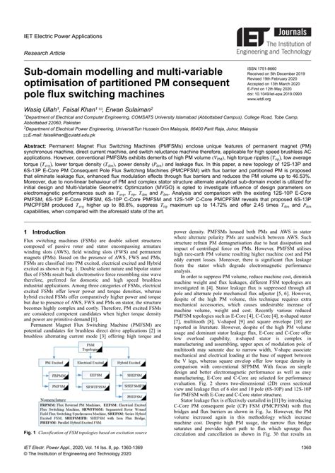 Pdf Sub Domain Modelling And Multi Variable Optimization Of
