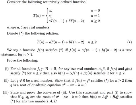 Solved Consider The Following Recursively Defined Function Chegg