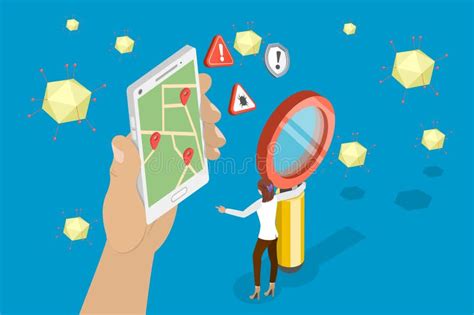3d Isometric Flat Vector Illustration Of Virus Tracking Application