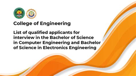 List Of Qualified Applicants For Interview In The Bachelor Of Science In Computer Engineering
