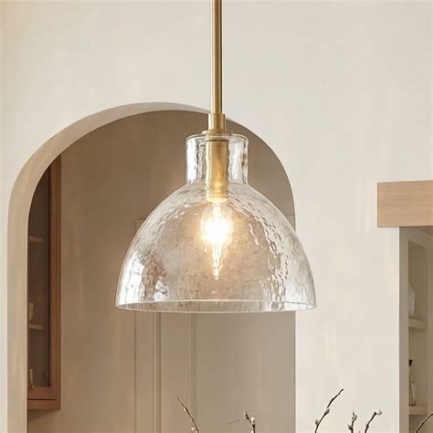 Modern Farmhouse Curved Hammered Glass Pendant Light Lucia Living