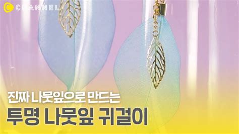 [diy] 진짜 나뭇잎으로 만드는 투명 나뭇잎 귀걸이🌿 씨채널 코리아 Youtube