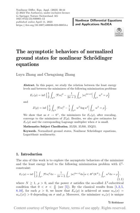 The Asymptotic Behaviors Of Normalized Ground States For Nonlinear Schrödinger Equations