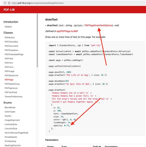 Update The DrawTextOptions In The Docs Issue 984 Hopding Pdf Lib