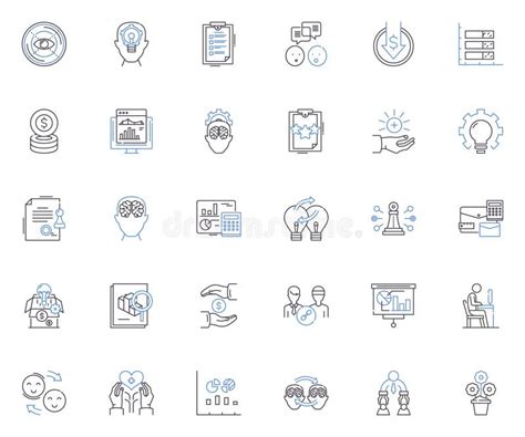 Review And Examination Line Icons Collection Analysis Overview