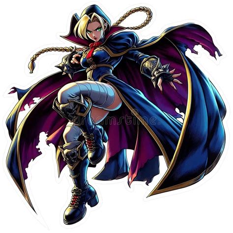 Capcom Style Female As Elegant Noble Dark Vampire Hero Fighter Illustration Stock Illustration