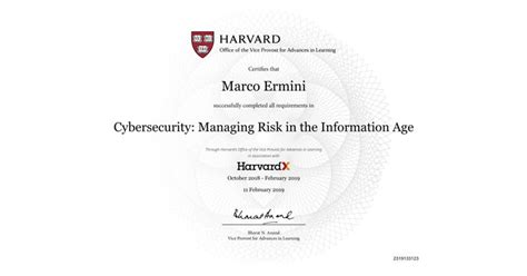 I Have Achieved My Harvards Cybersecurity Course Diploma With A