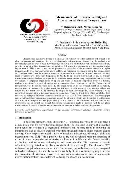 Measurement Of Ultrasonic Velocity And Attenuation At Elevated