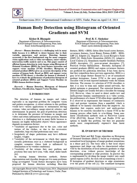 Human Body Detection Using Hog Pdf Support Vector Machine Applied Mathematics
