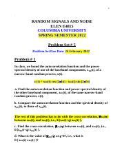 COL UNIV PROB SET Docx RANDOM SIGNALS AND NOISE ELEN E COLUMBIA UNIVERSITY