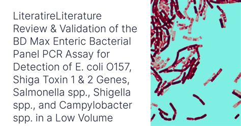Literatireliterature Review And Validation Of The Bd Max Enteric Bacterial Panel Pcr Assay For