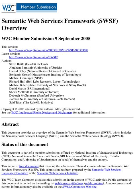 Pdf Semantic Web Services Framework Swsf Overview