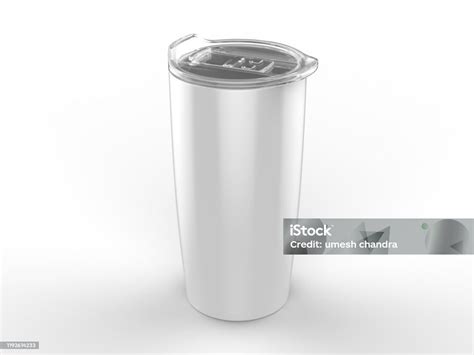 브랜딩 모형을 위한 뚜껑이 있는 빈 스테인리스 스틸 텀블러 3d 렌더링 그림입니다 유리잔에 대한 스톡 사진 및 기타 이미지 유리잔 스테인리스강 뚜껑 Istock