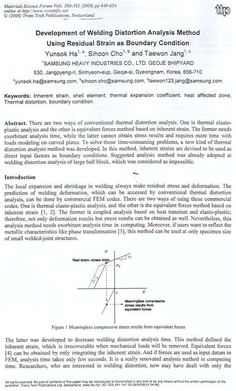Pdf Development Of Welding Distortion Analysis Method Using Residual Strain As Boundary Condition