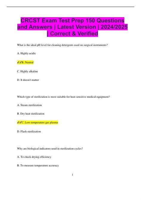 Crcst Exam Test Prep 150 Questions And Answers Latest Version 2024 2025 Correct And Verified